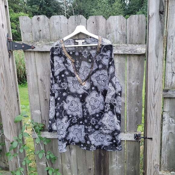 Jessica Taylor | Tops | 2 Identical Sheer Tunic Paisley And Rhinestone ...